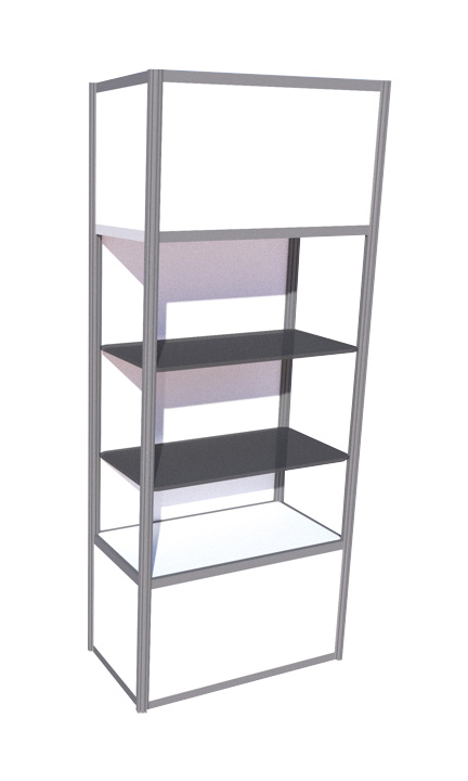 2.5M Tall x 1M Wide x .5M Deep Vertical Display Case (2 plexi shelves ...